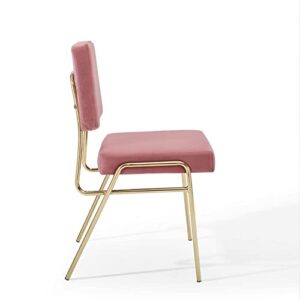 Modway Craft Performance Velvet Dining Side Chair, Gold Dusty Rose