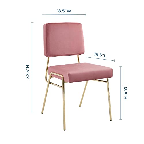 Modway Craft Performance Velvet Dining Side Chair, Gold Dusty Rose