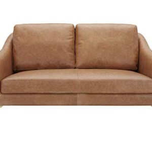 Amazon Brand – Rivet Alonzo Contemporary Leather Loveseat Sofa, 63.8"W, Cognac