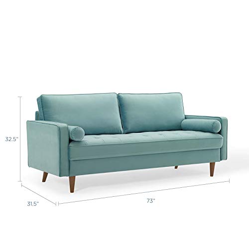 Modway Valour Performance Velvet Upholstered Tufted Sofa, Mint