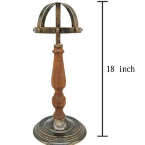 Owlgift Vintage Style Metal & Rustic Wood Stem Freestanding Hat Rack Storage, Cap Organizer, Wig Holder Display Stand - Bronze