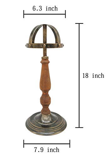 Owlgift Vintage Style Metal & Rustic Wood Stem Freestanding Hat Rack Storage, Cap Organizer, Wig Holder Display Stand - Bronze