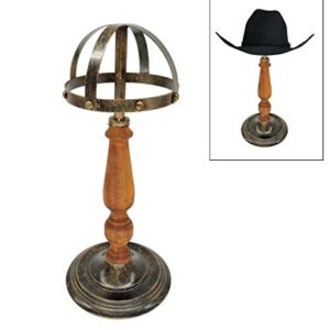 Owlgift Vintage Style Metal & Rustic Wood Stem Freestanding Hat Rack Storage, Cap Organizer, Wig Holder Display Stand - Bronze