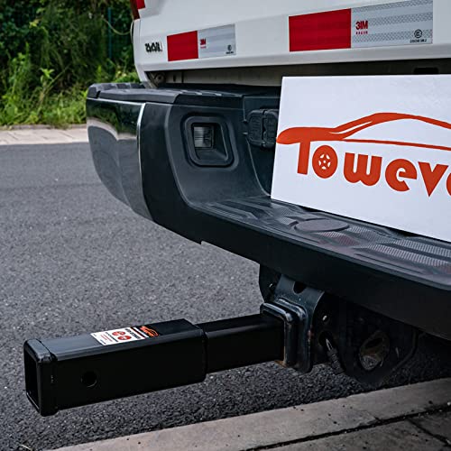 Towever 84433P Trailer Hitch Extender 12 Inch Extension Receiver Tube with Pin and Clip, 12 inches Length, 3,500 lbs. GTW