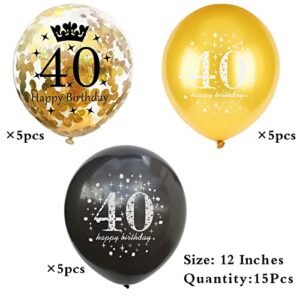 Happy Birthday Balloons Black Gold Party Decorations Latex Gold Confetti Balloon Printed Happy Birthday for Women Men Girl Boy Theme Birthday Party Decoration 15 Pack 12 Inch