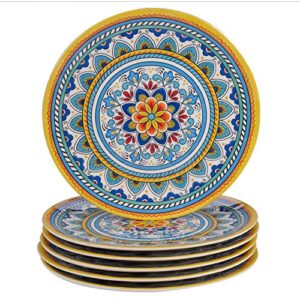 certified international portofino 11" melamine dinner plate, set of 6, multi colored