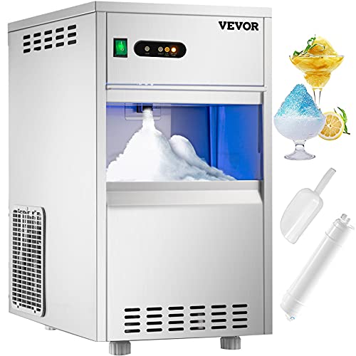 VEVOR 110V Commercial Snowflake Ice Maker 44LBS/24H, ETL Approved Food Grade Stainless Steel Flake Ice Machine Freestanding Flake Ice Maker for Seafood Restaurant, Scoop Included