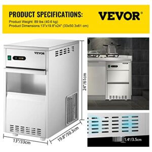 VEVOR 110V Commercial Snowflake Ice Maker 44LBS/24H, ETL Approved Food Grade Stainless Steel Flake Ice Machine Freestanding Flake Ice Maker for Seafood Restaurant, Scoop Included