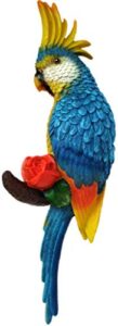 wall hooks door hook clothes towel rack hanger headphone organizer holder wall mouted parrot sculpture ornament - blue