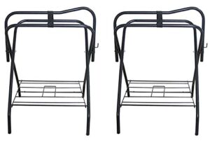 prorider lot of 2 horse english western freestanding folding metal saddle rack stands tack black 4601-2