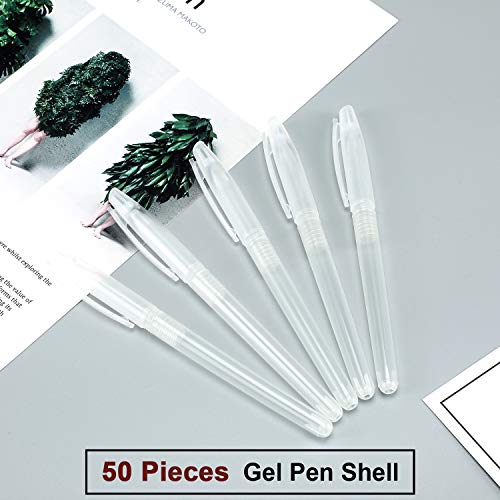 50 Pieces Empty Pen Shell Ballpoint Pen Cover Gel Pen Shell for Office School Stationery Supplies, Fit for 13 cm Refills, Transparent Color (Transparent Color)