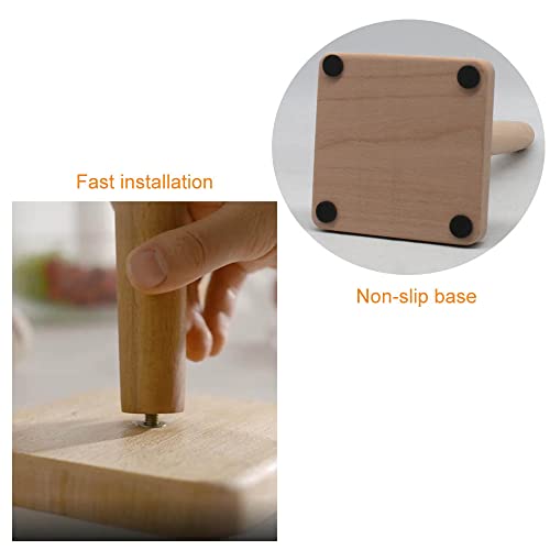 Wooden Paper Towel Holder Countertop Vertical Tissue Holder Rack Bamboo Kitchen Paper Towel Stand