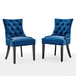 modway regent tufted performance velvet dining side chairs - set of 2, navy