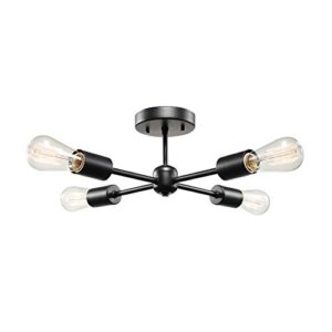 globe electric 66008 4-light flush mount ceiling light, matte black, ceiling light fixture, light fixtures ceiling mount, e26 bulb, home improvement, bedroom lights for ceiling, dining light fixture