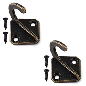 mromax wall mounted hook robe hooks retro style square single clothes hanger, zinc alloy, bronze tone 2pcs