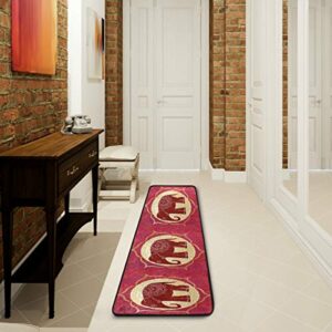 Indian Elephant with Mandalas Kitchen Rugs Non-Slip Soft Doormats Bath Carpet Floor Runner Area Rugs for Home Dining Living Room Bedroom 72" X 24"