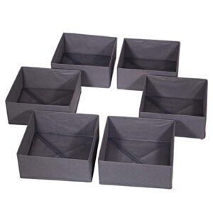 diommell 6 pack foldable cloth storage box closet dresser drawer organizer divider fabric baskets bins containers for clothes underwear bras socks lingerie clothing, dark grey 600