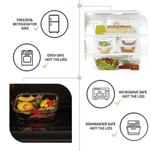 Bayco 24 Piece Glass Food Storage Containers with Lids, Glass Meal Prep Containers, Airtight Glass Lunch Bento Boxes, BPA Free & Leak Proof (12 lids & 12 Containers) - White