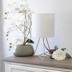 Simple Designs LT2066-GDW 13.5" Down to the Wire Metal Table Lamp with Fabric Shade, Gold with White Shade