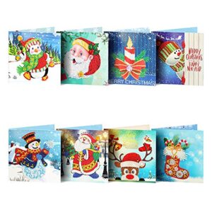 christmas cards 5d diy diamond painting round drill greeting cards (8 pcs)