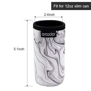 Arcoolor Neoprene Slim Beer Can Cooler for White Claw Turly Sleeves Beer Cooler Bags for 12oz Skinny Energy Drink & Beer