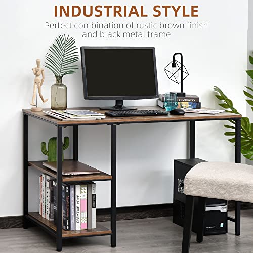 HOMCOM 47" Modern/Industrial Computer Writing Desk with 2 Storage Shelves for Home Office, Study, or Game Room