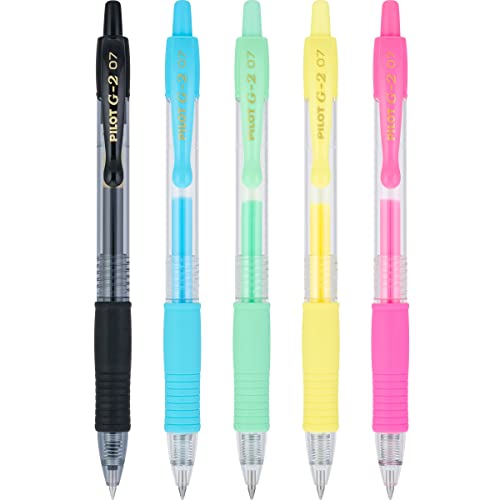 Pilot G2 Pastel Gel Pen, Retractable, Fine 0.7 Mm, Assorted Pastel Ink and Barrel Colors, 5/Pack