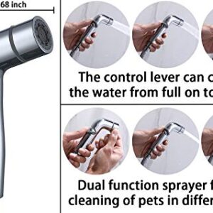 G-Promise Dog Shower Sprayer Attachment for Fast and Clean Pet Showering | Multifunctional Sprayer, Metal Diverter, 100 Inch Extra Long Hose, No Drill Hook | Dog Washing-Bathingroom (Chrome)