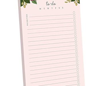 Bliss Collections To Do List Notepad, Pink Floral, Magnetic Weekly and Daily Planner for Organizing and Tracking Grocery Lists, Appointments, Reminders, Priorities and Notes, 4.5"x7.5" (50 Sheets)