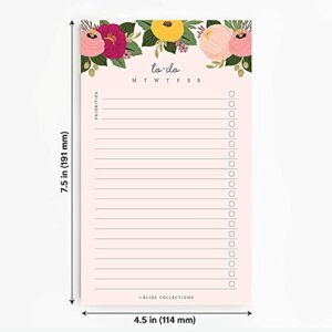 Bliss Collections To Do List Notepad, Pink Floral, Magnetic Weekly and Daily Planner for Organizing and Tracking Grocery Lists, Appointments, Reminders, Priorities and Notes, 4.5"x7.5" (50 Sheets)