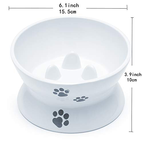 Raised Cat Bowl Elevated Slow Feeder Solve Vomiting Melamine Stress Free Pet Feeder and Waterer,Backflow Prevention, Gift for Cat