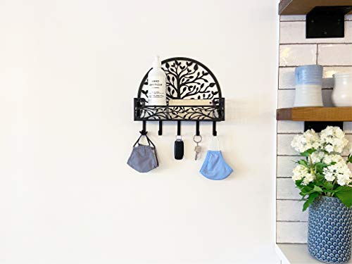 MAXFOUNDRY Mail & Key Holder for Wall - Christmas Gift, Wall Mounted Decorative Mail & Key Rack Organizer - for Keys, Mail, Wallet, Dog Leash Storage & More - Durable Hanger Hooks - Rust Proof- Black