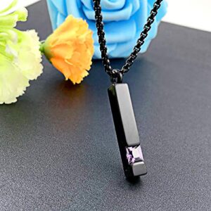 YOUFENG Urn Necklaces for Ashes Birthstone Cube Urns for Human Ashes Memorial Cremation Urn Locket Keepsake Ashes Jewelry (February)