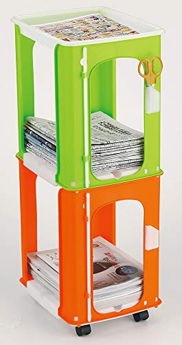 Newspaper Rack Karafurushinbun Easy +1 (Plus One) (with Casters), Orange