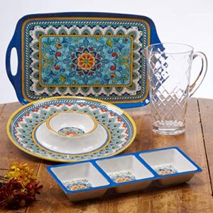 Certified International Portofino 2 Piece Melamine Platter Set, Multi Colored, Large