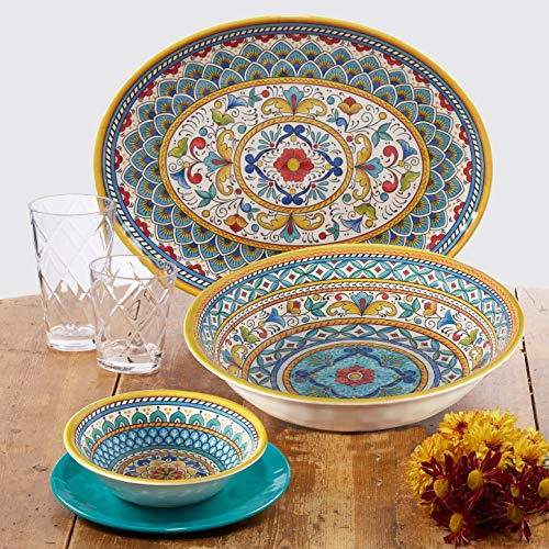 Certified International Portofino 2 Piece Melamine Platter Set, Multi Colored, Large