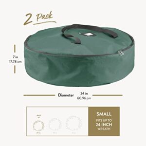 Zober 2-Pack Christmas Wreath Storage Bag 24" - Artificial Wreaths, Durable Handles, Dual Zipper & Card Slot, Holiday Xmas Tear Resistant Storage Container 420D Oxford Fabric