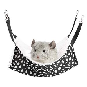 Rolybag Pet cage Hammock,pet Hammock,pet Cats Hammock,Soft Plush pet Bed,Suitable for Ferret Cotton Hammock,Guinea Pig,Hamster,Gerbil, Kittens,Cats cage,etc (Black-White dot 1)