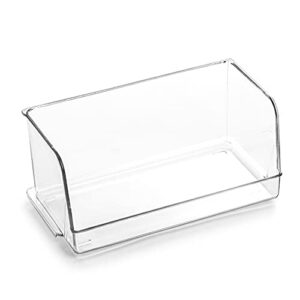 bino | stackable plastic storage bins, medium | the myriad collection | multipurpose bins | pantry organizers and storage | home organization containers | clear plastic fridge bin | freezer organizer