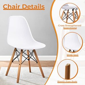 VICTONE Pre Assembled Mid Century Modern Style Dining Chair DSW Shell Plastic Chair Kitchen, Dining, Living Room Side Chairs, Set of 4 (White)