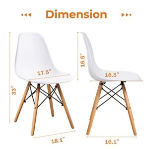 VICTONE Pre Assembled Mid Century Modern Style Dining Chair DSW Shell Plastic Chair Kitchen, Dining, Living Room Side Chairs, Set of 4 (White)