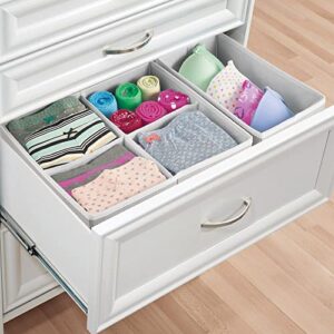 mDesign Soft Fabric Dresser Drawer/Closet Divided Storage Organizer Bins for Nursery - Holds Blankets, Bibs, Socks, Lotion, Clothes, Shoes, Toys, Jane Collection - Set of 5 - Stone Gray/White