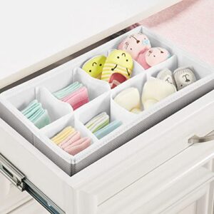 mDesign Soft Fabric Dresser Drawer/Closet Divided Storage Organizer Bins for Nursery - Holds Blankets, Bibs, Socks, Lotion, Clothes, Shoes, Toys, Jane Collection - Set of 5 - Stone Gray/White