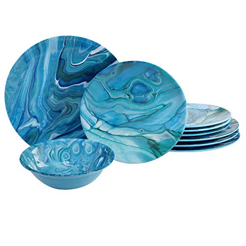 Certified International Fluidity 12 Piece Melamine Dinnerware Set, Service for 4, Multi Colored