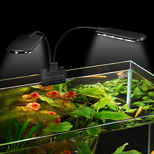 WEAVERBIRD Double Head Aquarium Fish Tank Light 15W 32 LED Aquarium Planted Clip Lamp 1600LM White LED Lighting for 8-15 Inch Fish Tank