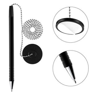 Secure Pen with Adhesive Pen Chain and Security Pen Holder for Home Office Supplies, Black Ink (14 Pieces)