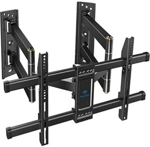 corner tv wall mount full motion- corner tv bracket fits 37-70 inch led, lcd 4k flat curved screen tvs- hold up to 99 lbs max vesa 600x400 w/tilt, swivel and level