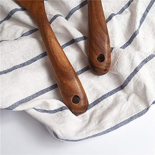 Wooden Salad Server Set of 2 Acacia Stirring Spoon 10-Inch Wooden Utensils for Serving Salad