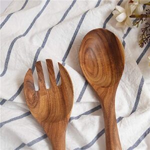 Wooden Salad Server Set of 2 Acacia Stirring Spoon 10-Inch Wooden Utensils for Serving Salad