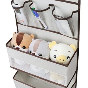 Univivi Door Hanging Organizer Nursery Closet Cabinet Baby Storage with 4 Large Pockets and 3 Small PVC Pockets for Cosmetics, Toys and Sundries (Beige)